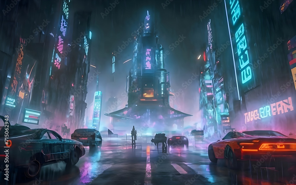 Cyberpunk streets illustration, futuristic city, dystoptic artwork at night, 4k wallpaper ...