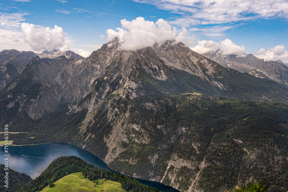 Bird's Eye View from the top of Mount Jenner (Altitude 1874 m). It is a ...