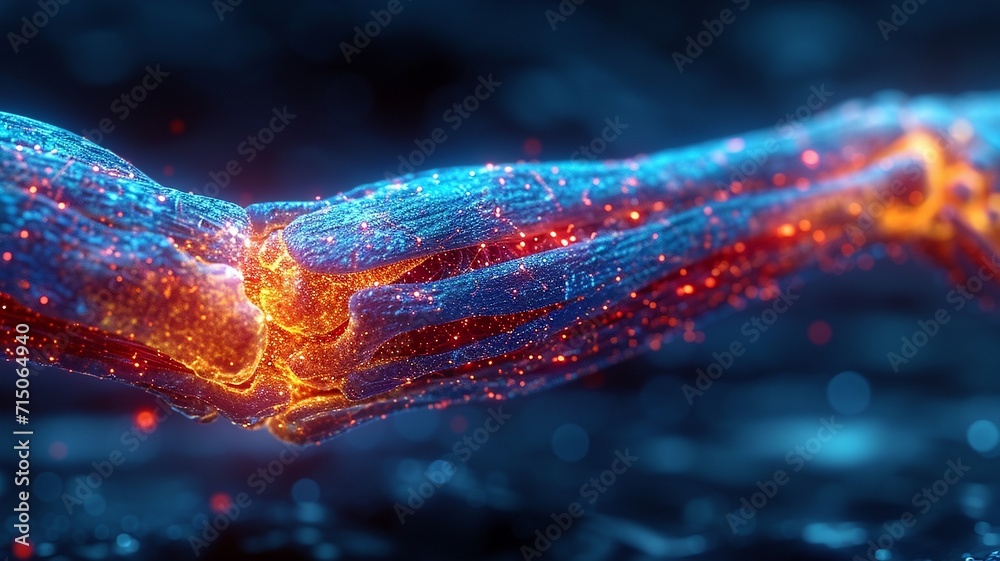 3D representation emphasizing pain and inflammation in the elbow joint ...