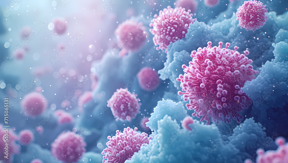 Vibrant pink and blue bacteria bloom on a coral reef, resembling ...