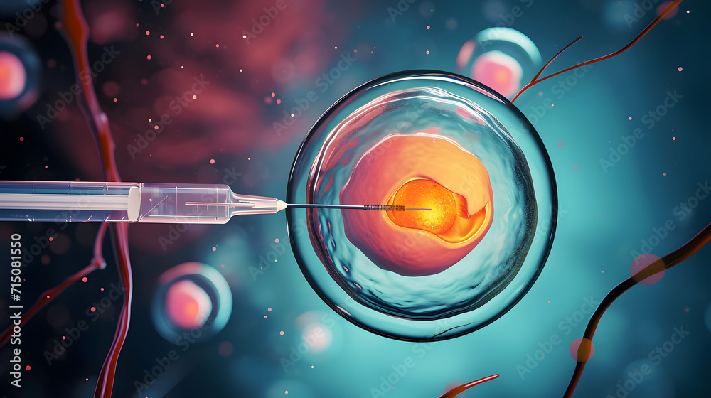 IVF, In vitro fertilisation. Fertilized egg cell and needle Stock ...