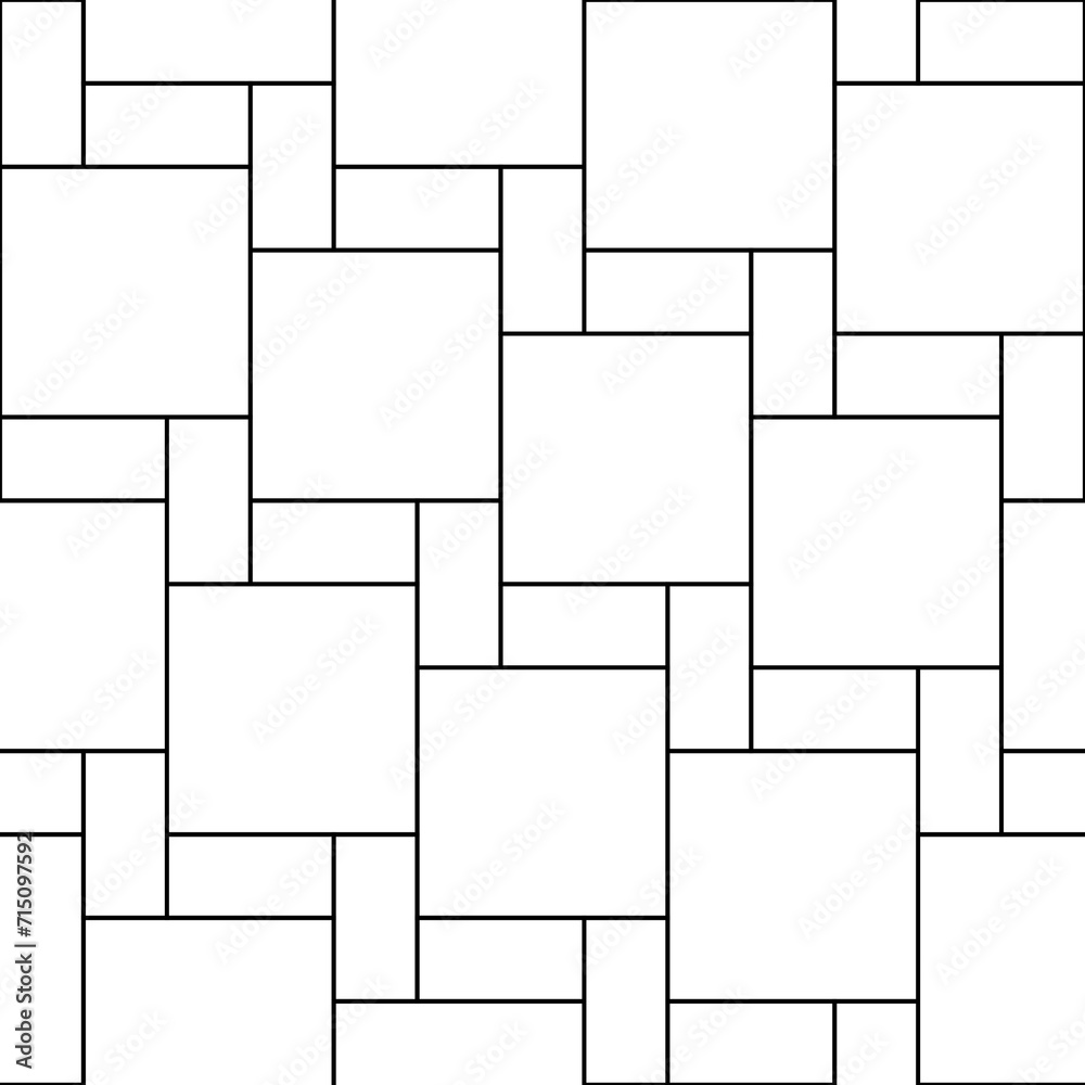 Brick seamless pattern. Repeating black square isolated on white ...