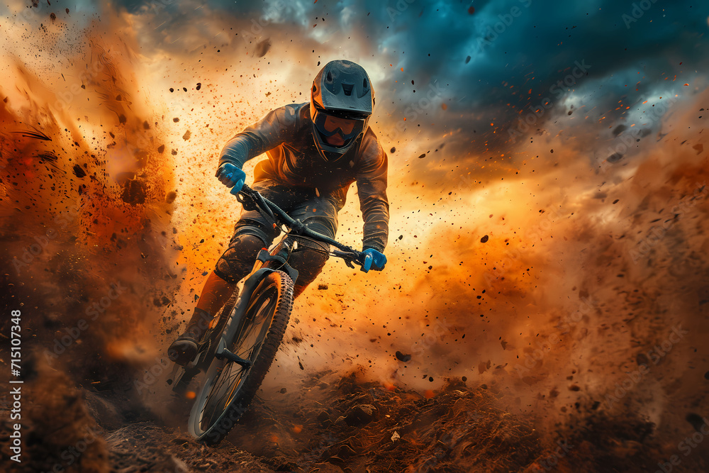 A daring cyclist performs gravity-defying stunts on their bike, deftly ...