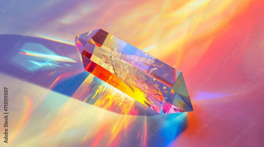 Prism light reflection with rainbow flare. Crystal sparkle burst ...