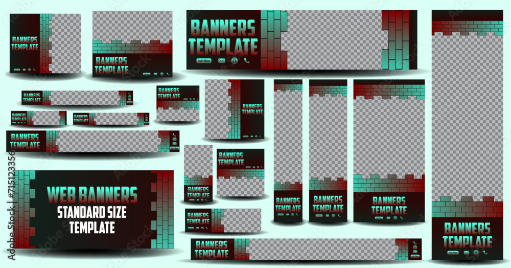 Abstract banner design with gradient web template set horizontal header ...