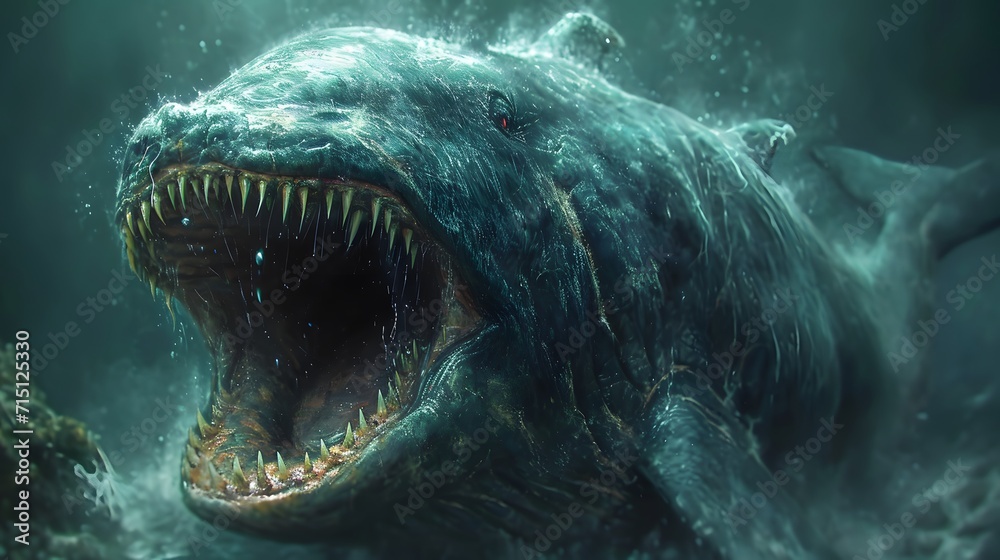 deep sea creatures. close up. sea lion in the water. monster in water ...