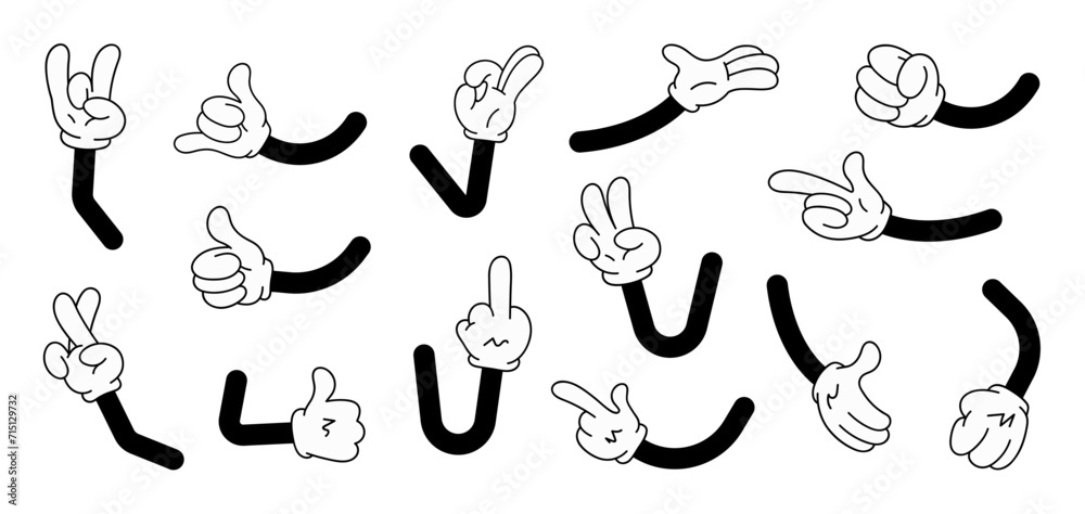 Cartoons template hands with four fingers, classic style from the 30s ...