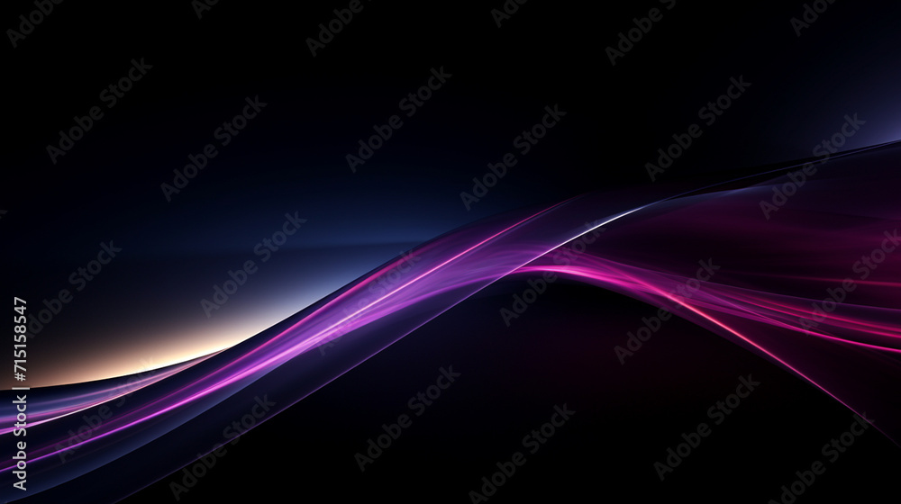 Fading bright curved lines, dark background with small bright spots ...
