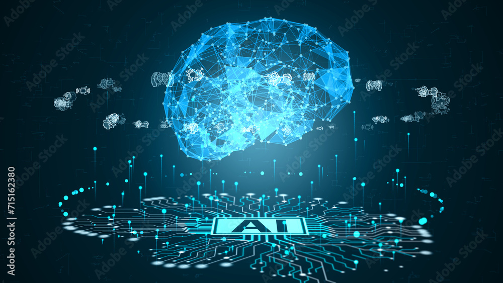 Artificial intelligence Electronic brain AI. Digital mind 3D Brain ...