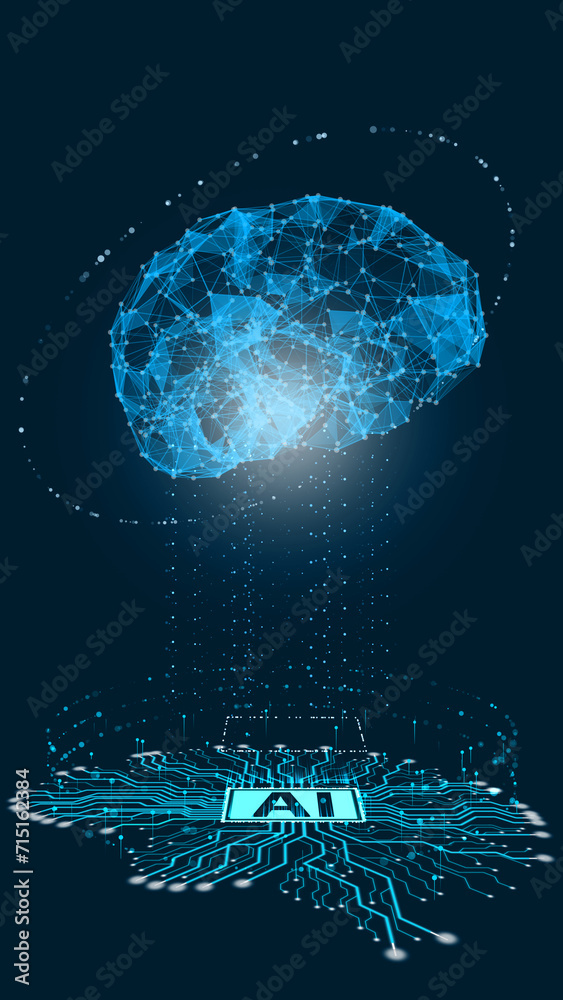 Artificial intelligence Electronic brain AI. Digital mind 3D Brain ...