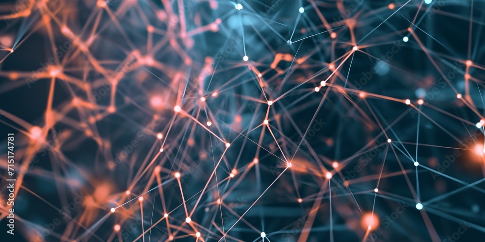abstract representation of a digital network, with interconnected nodes ...