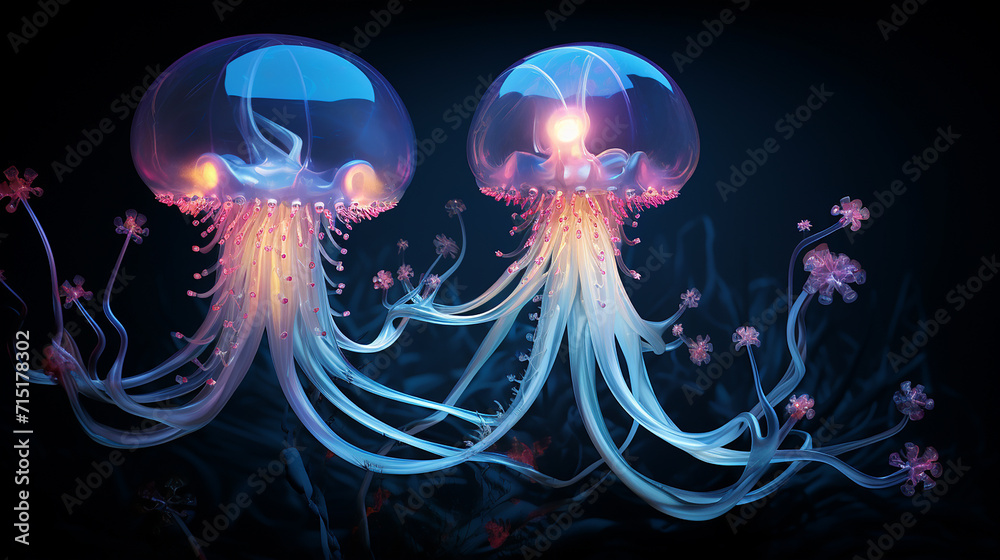deep-sea exploration in digital, bioluminescent creatures illuminate ...