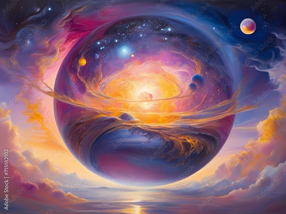 Immerse yourself in a celestial oil painting of an otherworldly utopia ...
