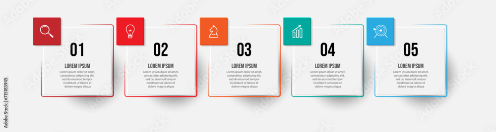 Vector Infographic label design template with icons and 5 options or ...