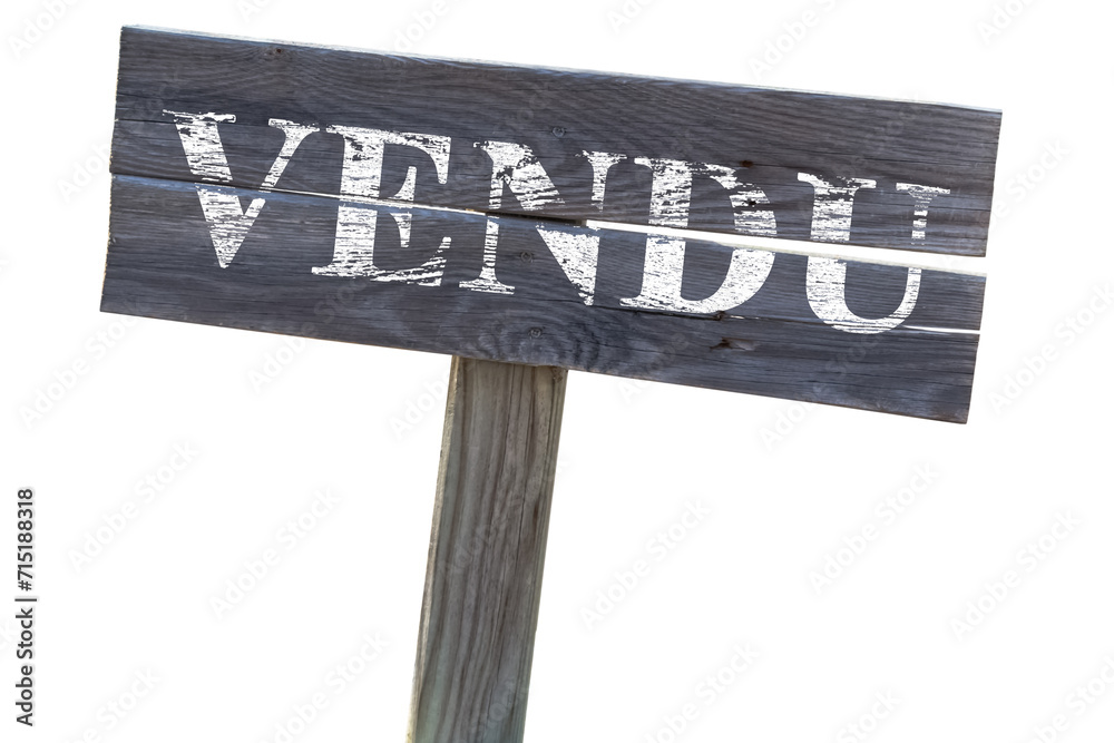 Vendu, marquage sur pancarte vintage en bois Stock Photo | Adobe Stock