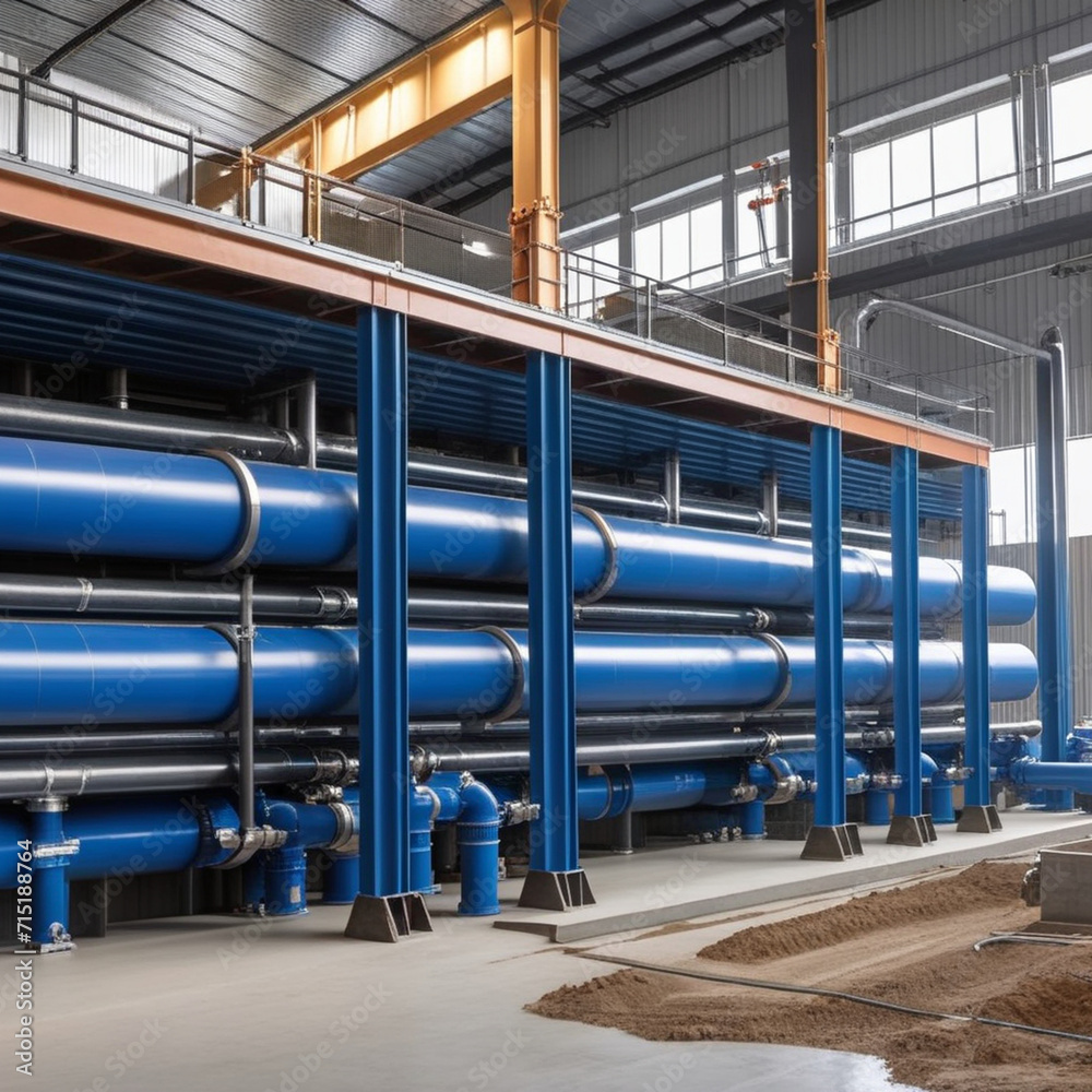 Intertwined water pipes, natural gas pipelines made of steel pipes, oil ...