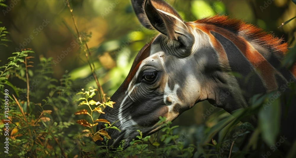 The intricate and unique markings of an okapi are highlighted in this ...