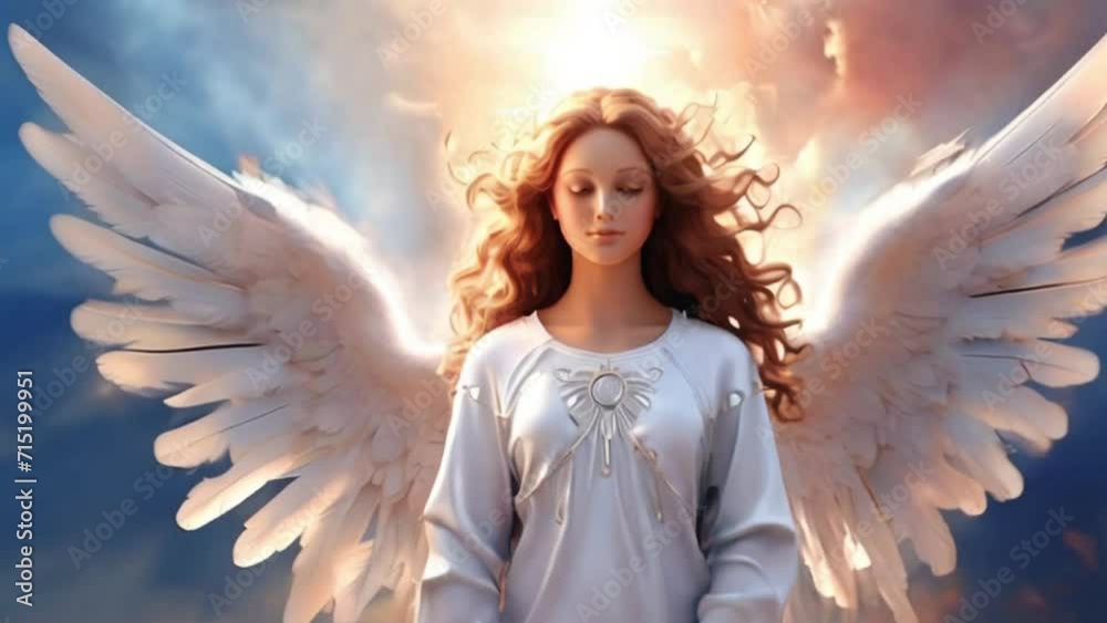 Guardian angel in heaven clouds. Archangel. Heavenly angelic spirit ...