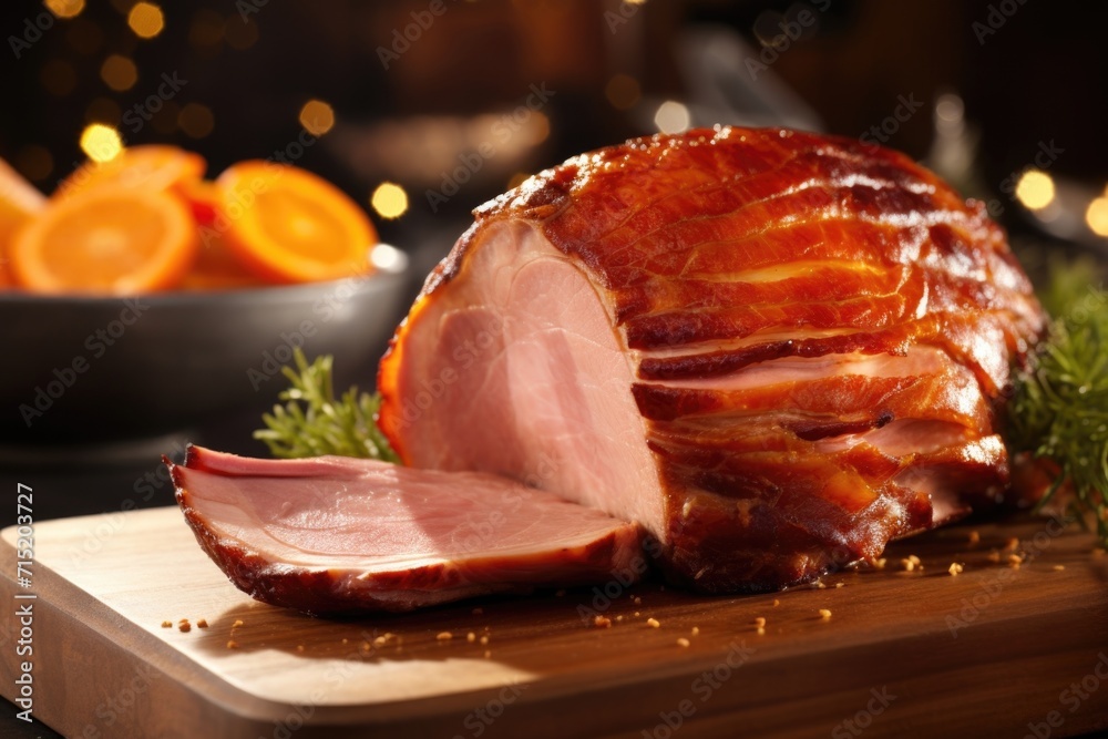 This elegant, honeyglazed roast ham tantalizes both the eyes and taste ...