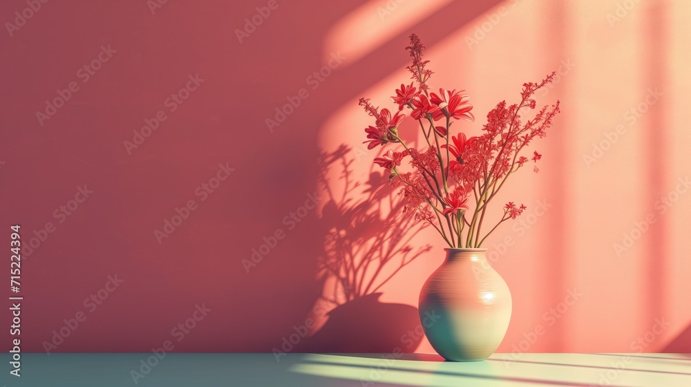 minimalistic cubism artwork of a vase with flowers, exploring the ...