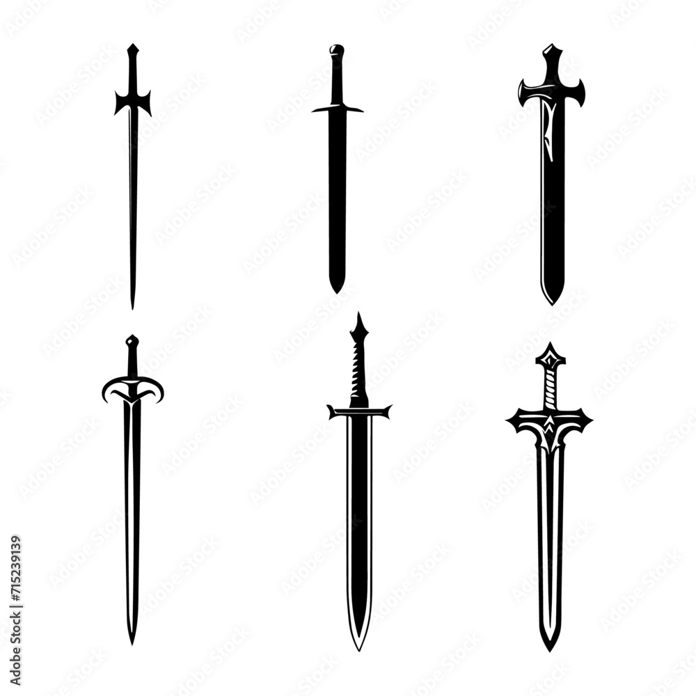 Sword icons set Stock Vector | Adobe Stock