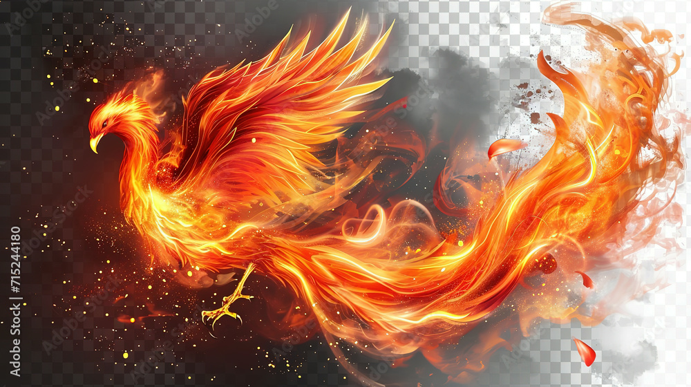 Phoenix on fire png, isolated on white or transparent background, bird ...