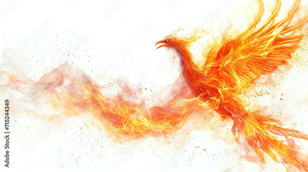 Phoenix on fire png, isolated on white or transparent background, bird ...