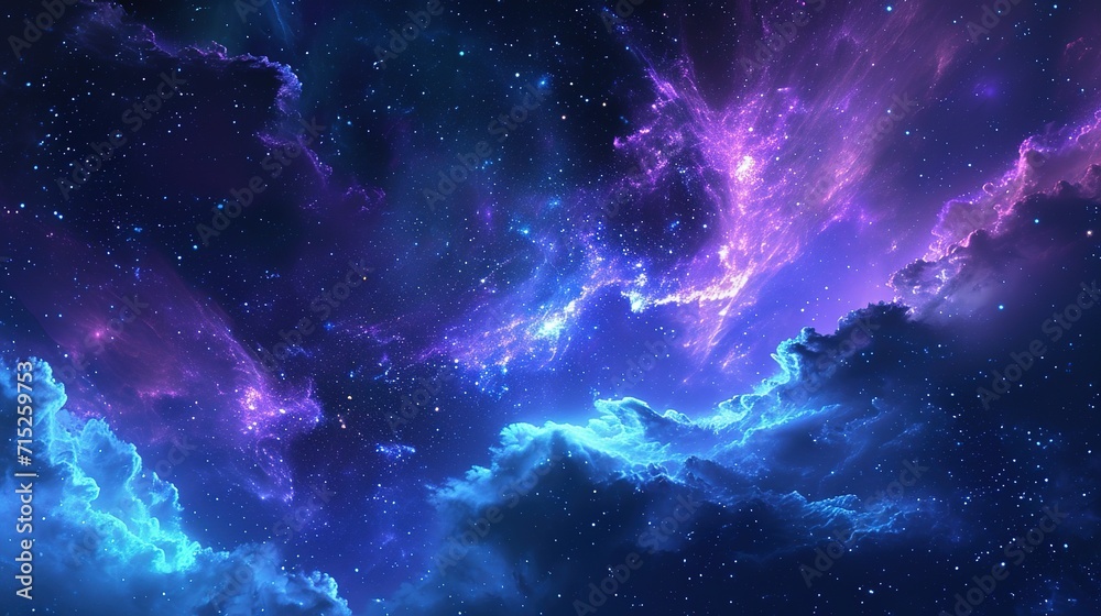 Beautiful fantasy starry night sky, blue and purple colorful, galaxy ...