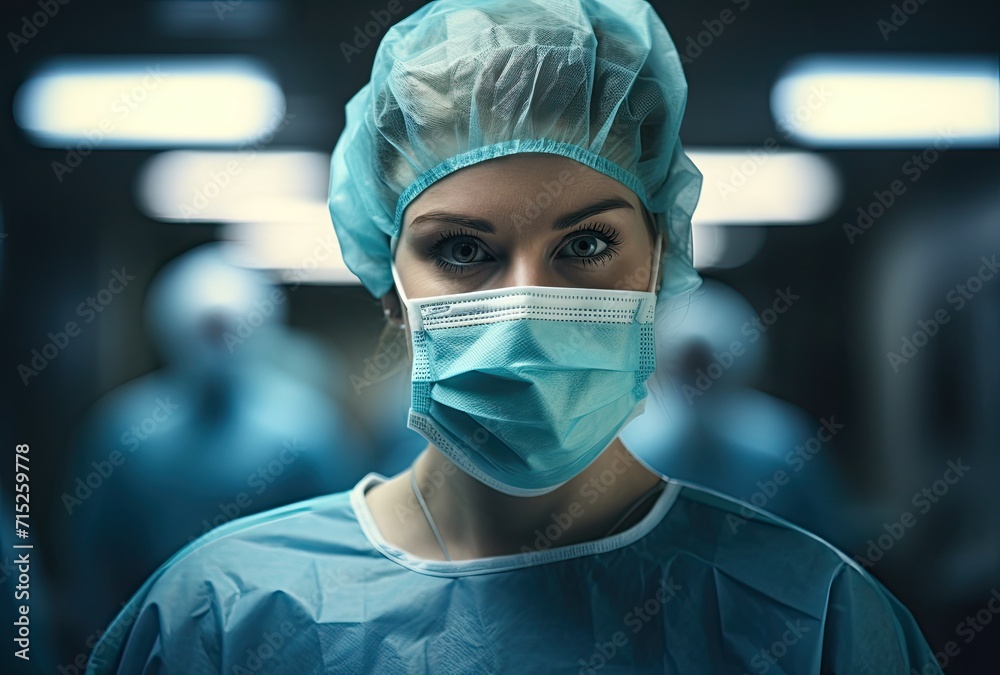 A portrait of a healthcare worker donned in full protective gear ...