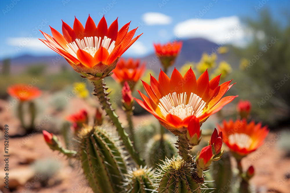 vibrant resilient beauty of desert flowers, showcasing vibrant blooms ...