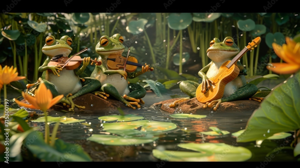 As the frogs prepare for their soldout concert they use lily pad leaves ...