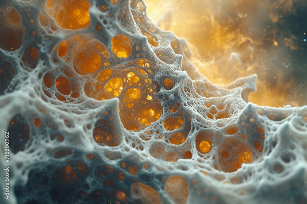 An artistic interpretation of quantum foam, depicted as a complex ...