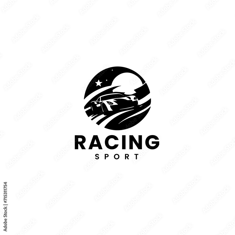 Car f1 racing logo design in monochrome sport style black and white ...