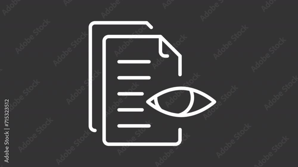 Animated documents white icons. Paperwork line animation library ...