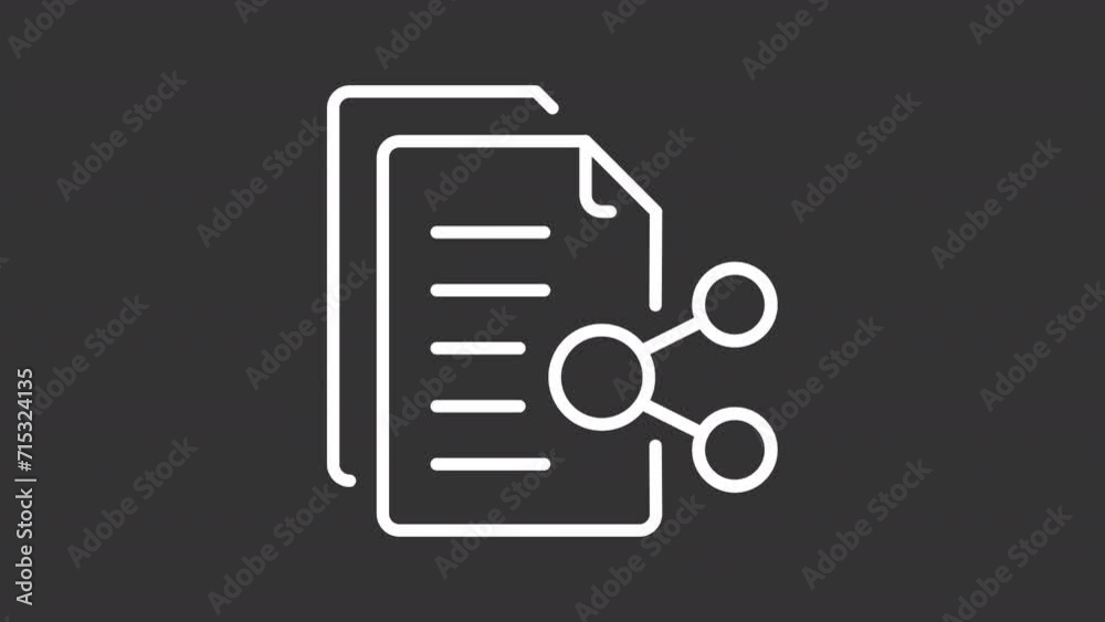 Animated electronic file white icons. File management line animation ...