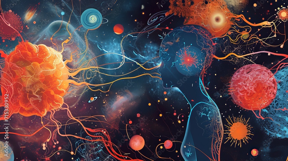 Cosmic Connection: A Vibrant Illustration of Astral Bodies and Cosmic ...
