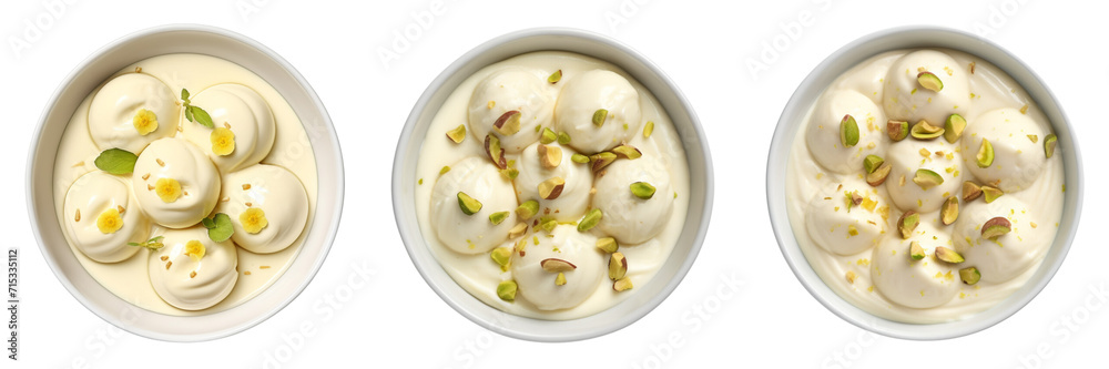 Set of rasmalai top view isolated on a transparent background Stock ...
