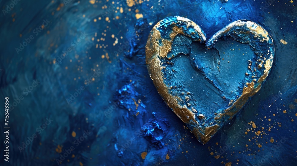 A blue and gold heart with a cool feel, embodying a love and thank you ...