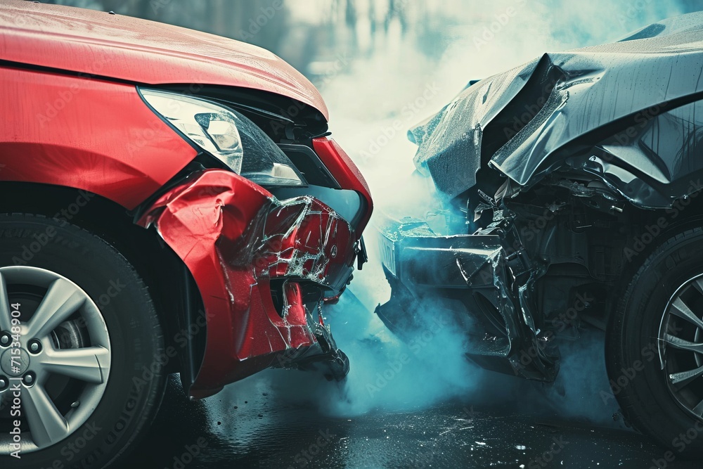 Collision between two cars Stock Illustration | Adobe Stock