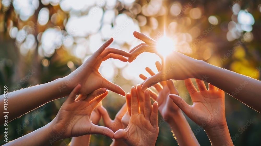 International Day of Friendship concept hands in shape of heart on ...