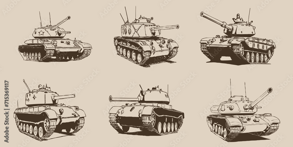 Tank . Line art. Logo design for use in graphics. T-shirt print, tattoo ...
