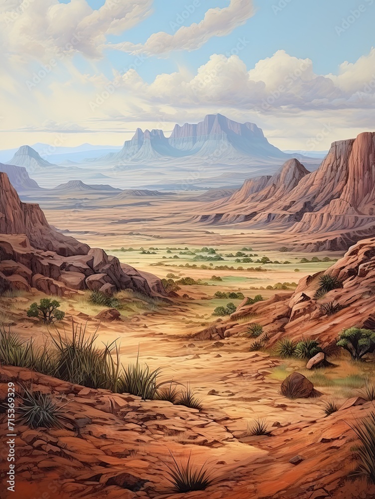 Ancient Desert Landforms: Plateau Art Print of Desert Heights by Scenic ...