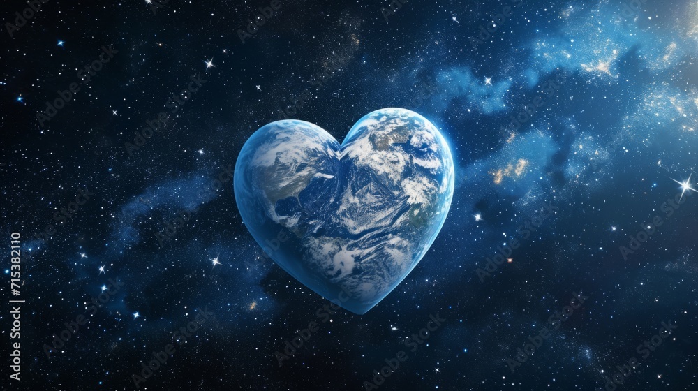 Planet earth in the shape of a heart view from space. Cosmic love Stock ...