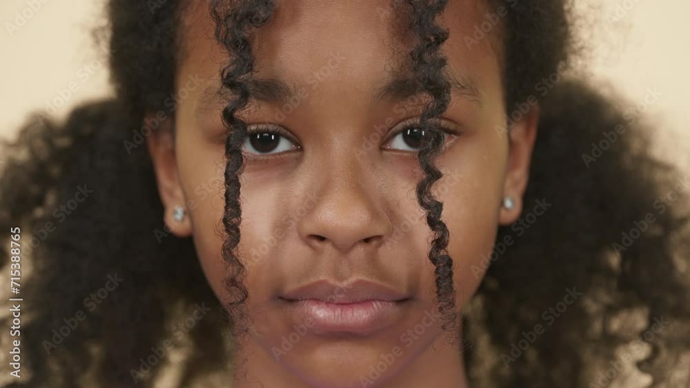 Portrait Of A Beautiful Dark Skinned Girl Teen Girl Looks Into The