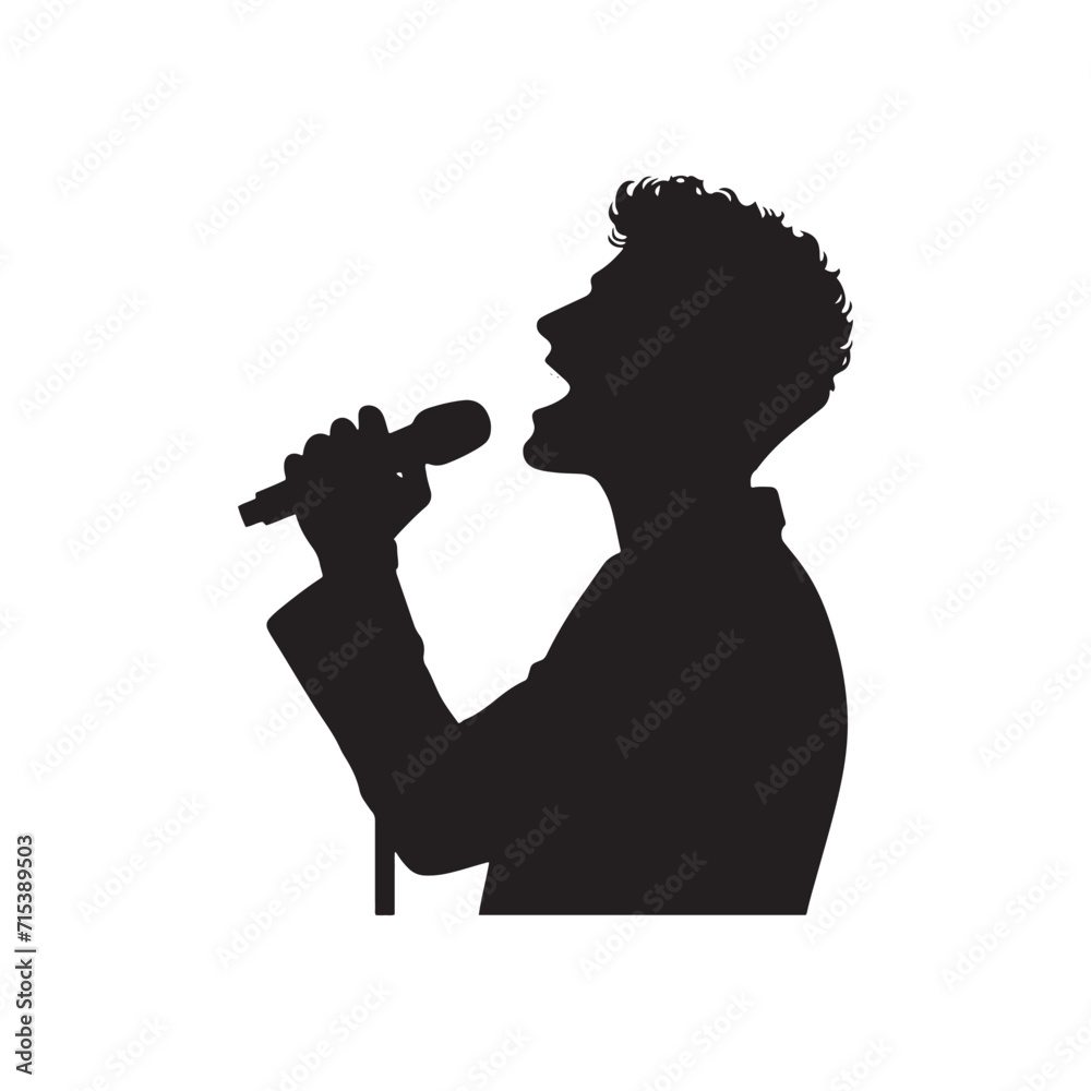 Crescendo of Emotion: Man Singing Silhouette Series Building a ...