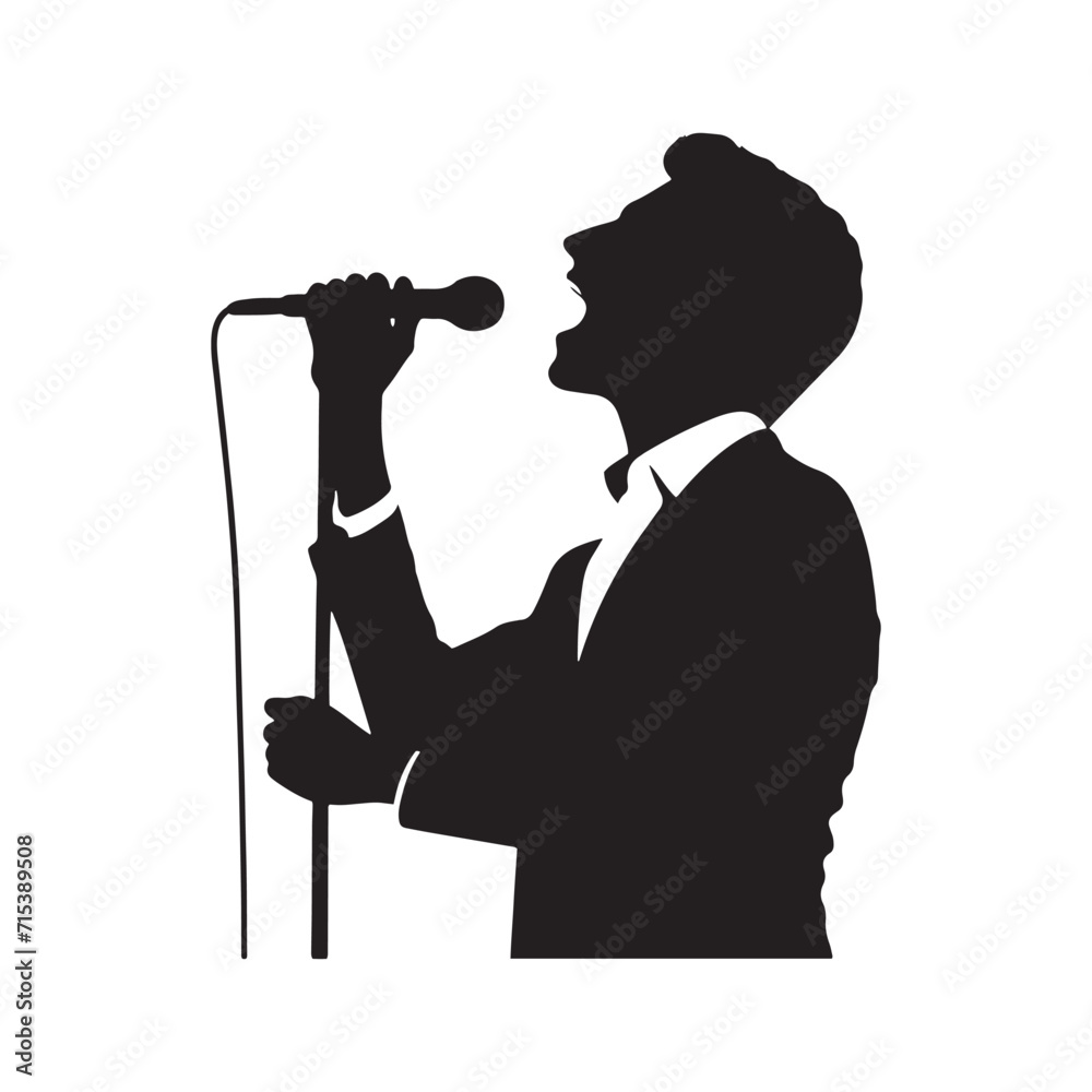 Ephemeral Echoes: Man Singing Silhouette Set Capturing the Fleeting ...