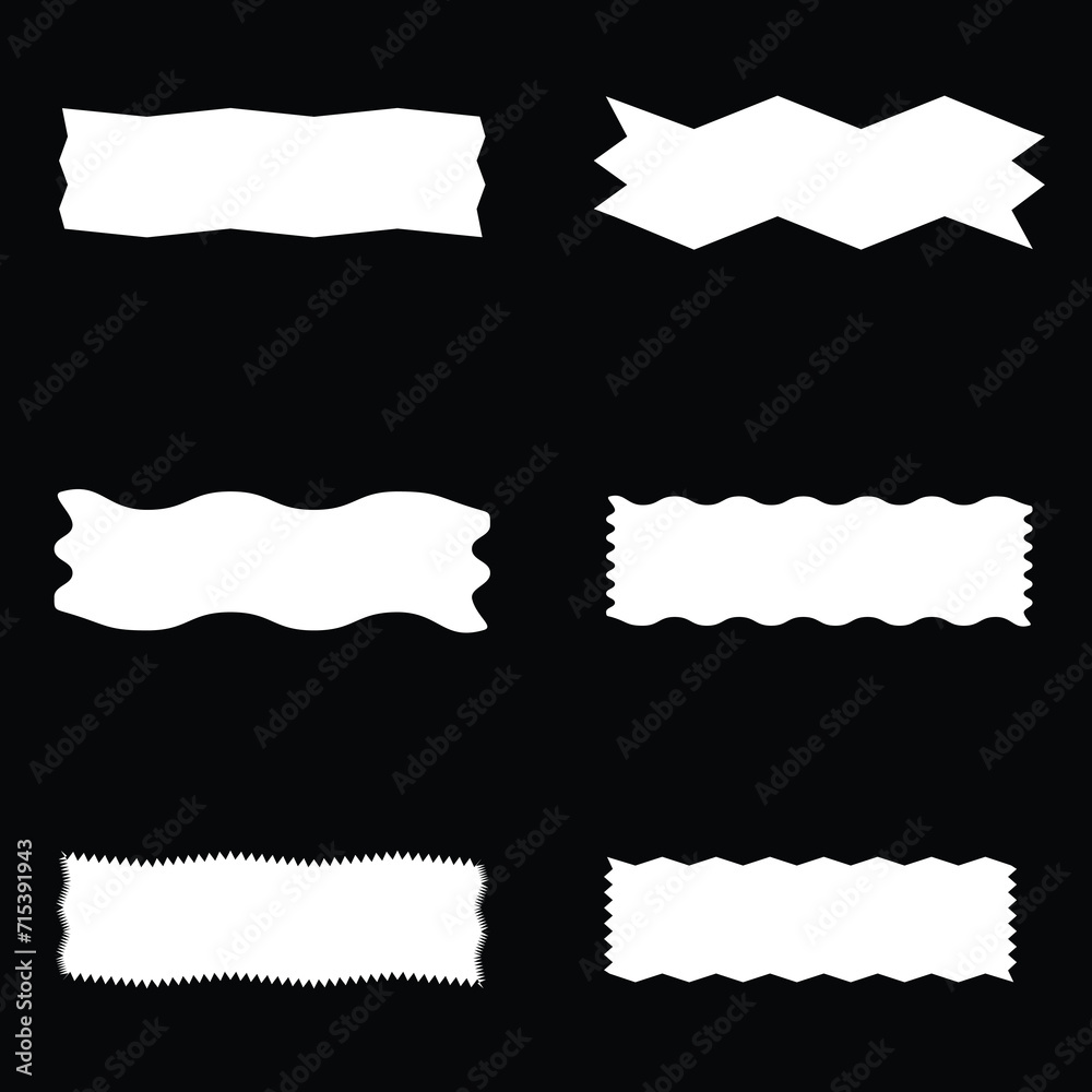 Wavy edge rectangular button icon set. A group of 6 rectangle symbols ...