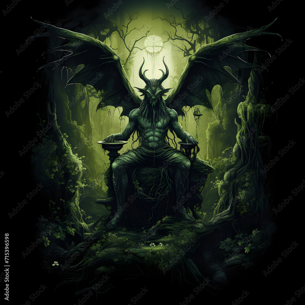 Poster, Foto The Devil, Satan, Lucifer sitting on his throne in Mossy ...