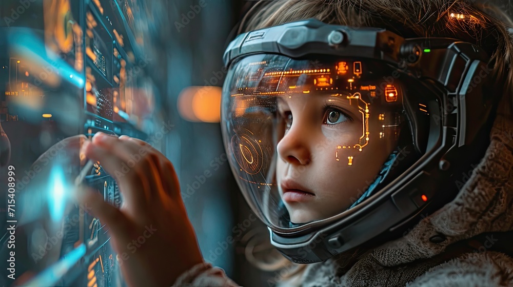 children wearing a glasses for control applications on multimedia ...