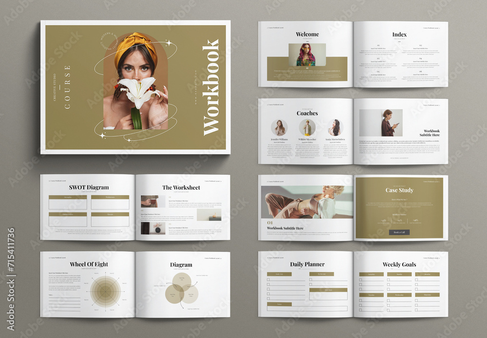 Course Workbook Layout Design Template Landscape Stock Template | Adobe ...